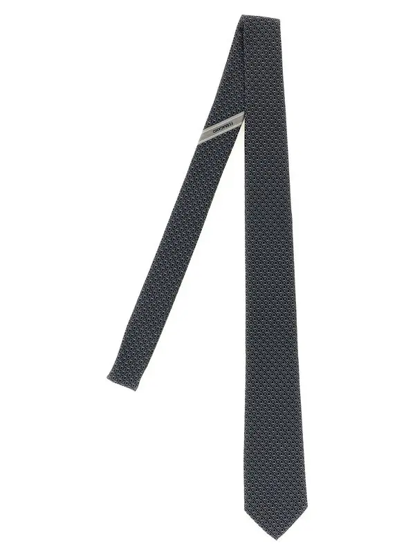 FERRAGAMO Biella Jacquard Gancini Neck Tie - Black
