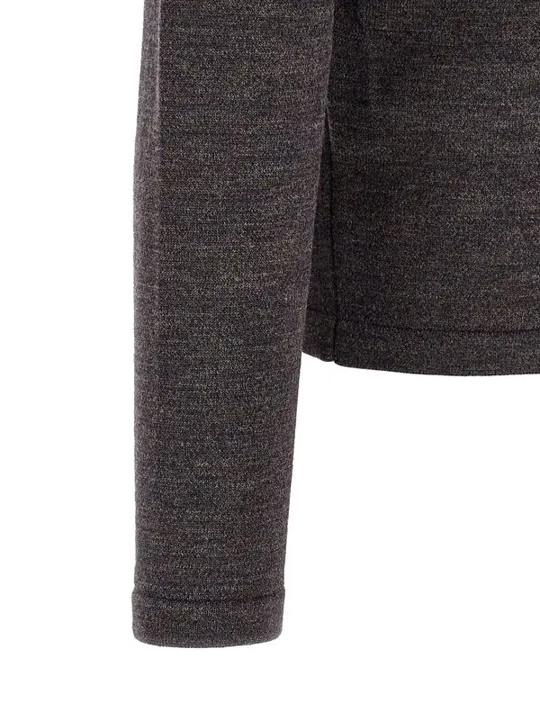 LEMAIRE Mouliné Wool Polo Shirt - Brown