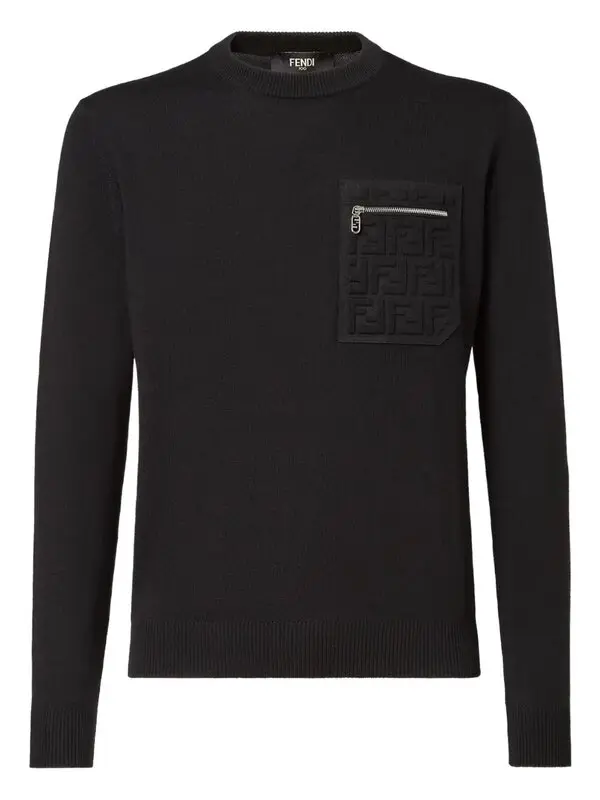 Fendi Wool Pullover With Embossed Ff Pocket