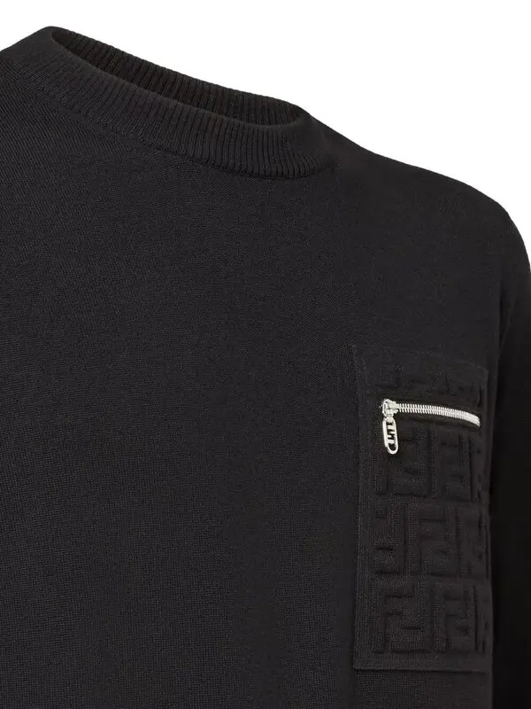 Fendi Wool Pullover With Embossed Ff Pocket