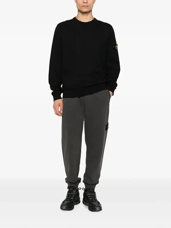 Stone Island Crew Neck Cotton Jersey Sweatshirt - Black