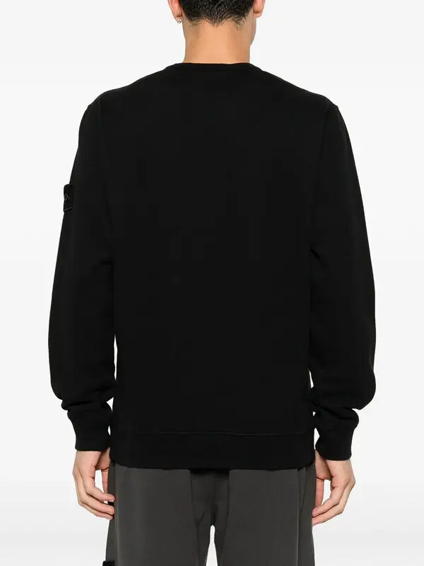 Stone Island Crew Neck Cotton Jersey Sweatshirt - Black