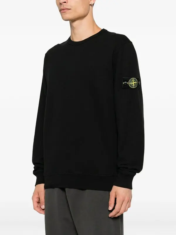Stone Island Crew Neck Cotton Jersey Sweatshirt - Black