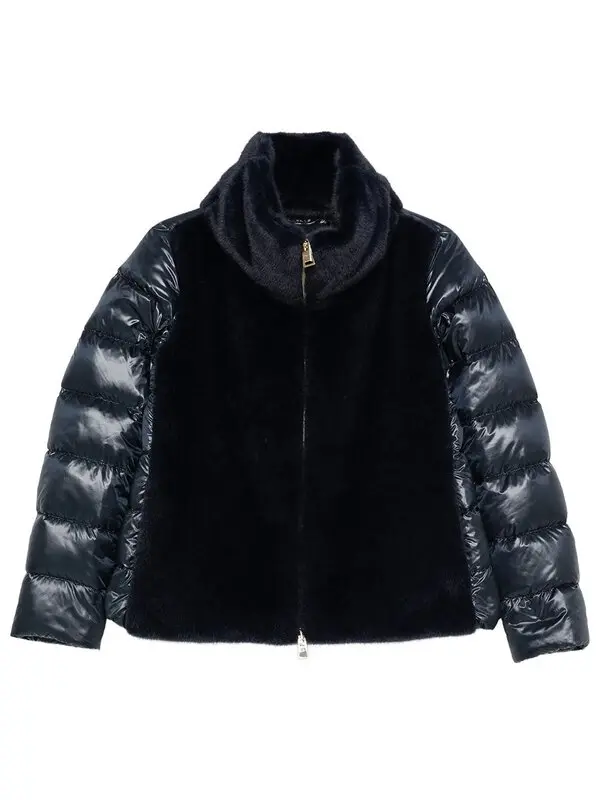 Herno Ultralight Padded Jacket With Faux Fur Inserts - Blue