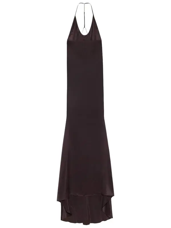TOM FORD Peach-feel Silk Satin Halterneck Evening Dress - Brown