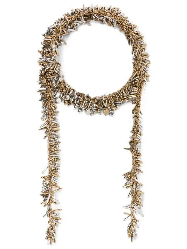 Dries Van Noten Beaded Scarf Necklace - Silver