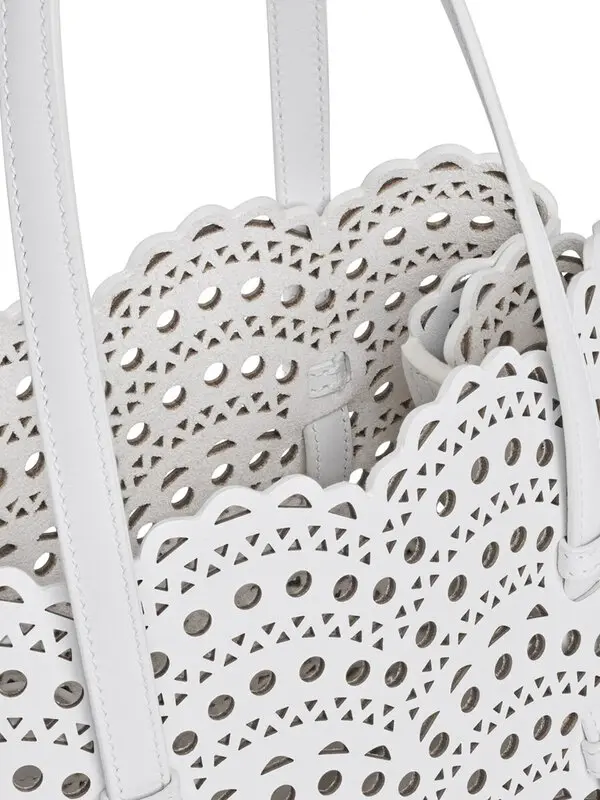 Alaïa Mina 25 Tote Bag In Vienne - White