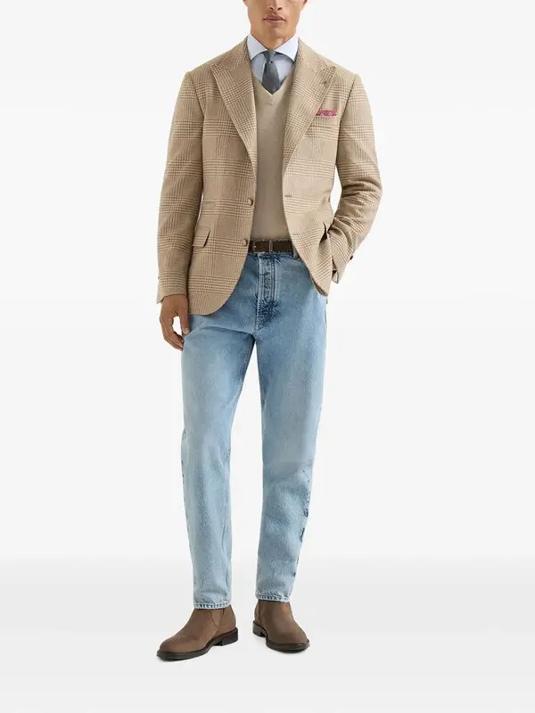 Brunello Cucinelli Cashmere Blend Checked Single-breasted Blazer