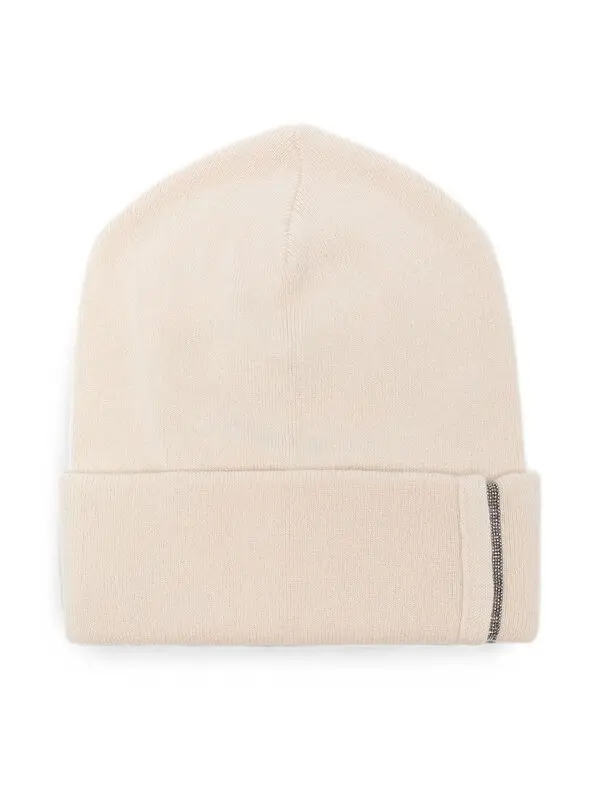 Brunello Cucinelli Ribbed Cashmere Beanie With Monili Detail - Multicolor