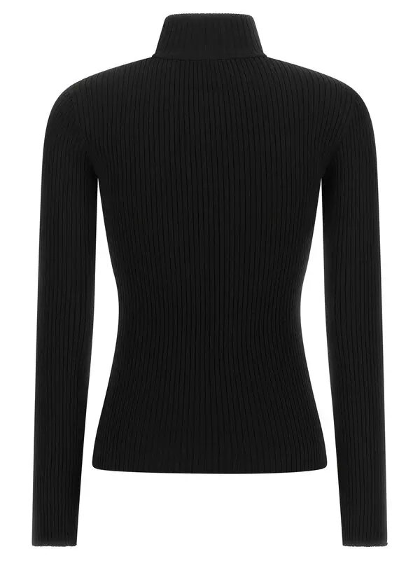 COURREGES Courrèges Ribbed Cut-out High Neck Sweater - Black