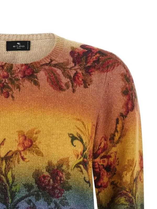 Etro Dégradé Jacquard" Pure Wool Crew Neck Sweater - Multicolor