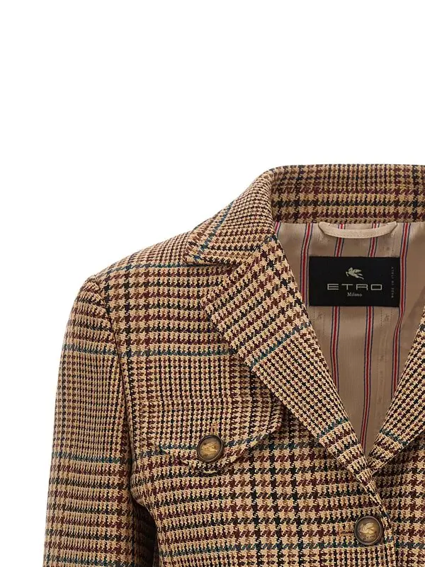 Etro Prince Of Wales Motif Cropped Blazer