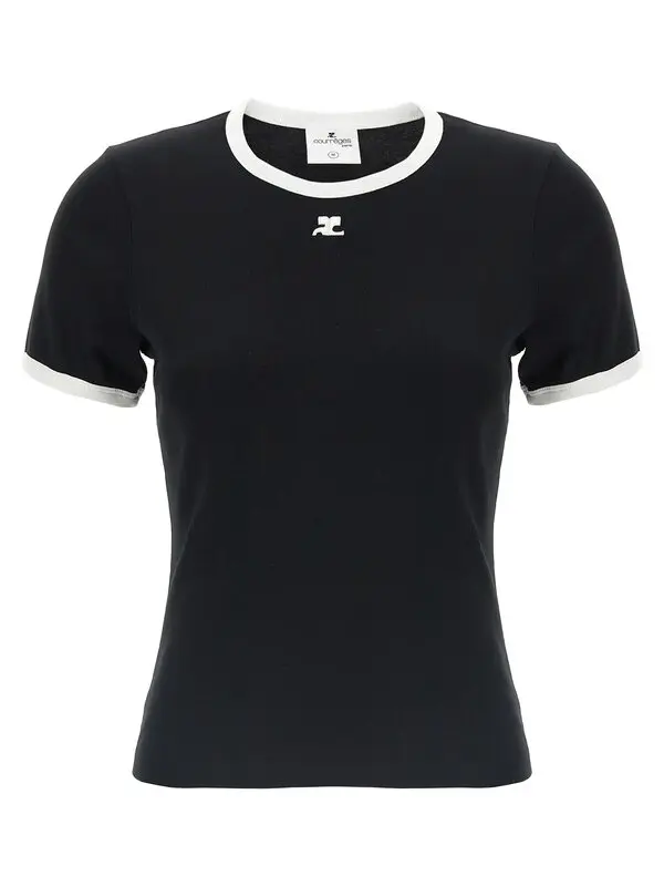 COURREGES Signature Contrast Cotton T-shirt - Multicolor