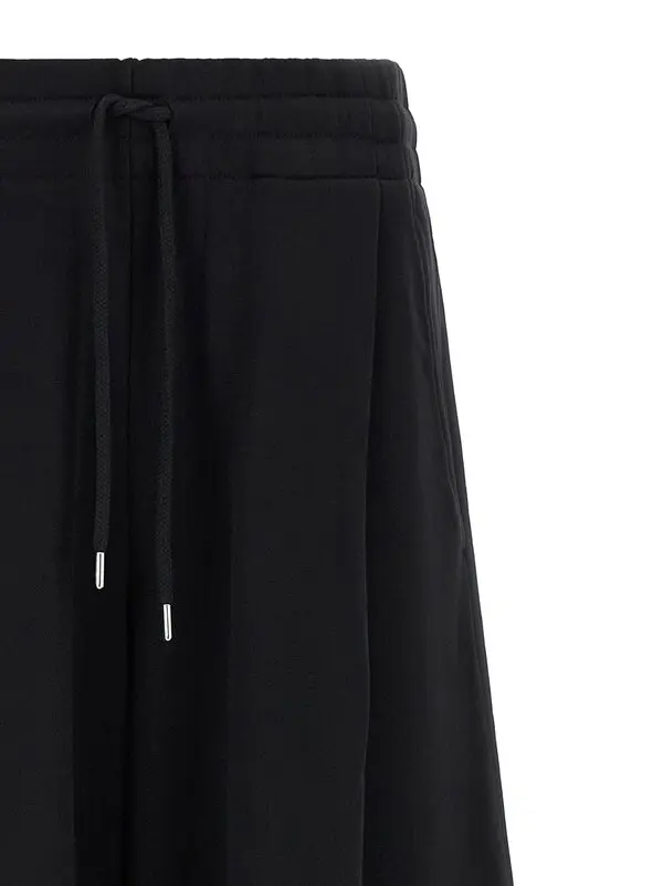 Dries Van Noten Wide Leg Cotton Jersey Pants - Black