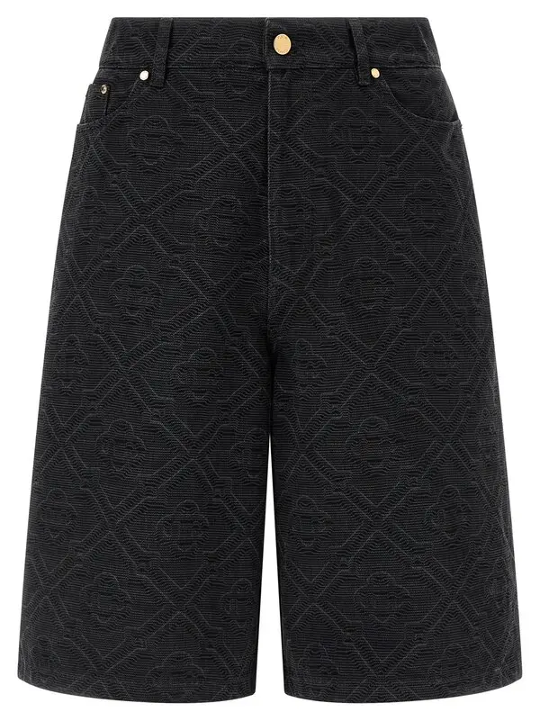 Casablanca Laser Monogram Denim Bermuda Shorts - Black