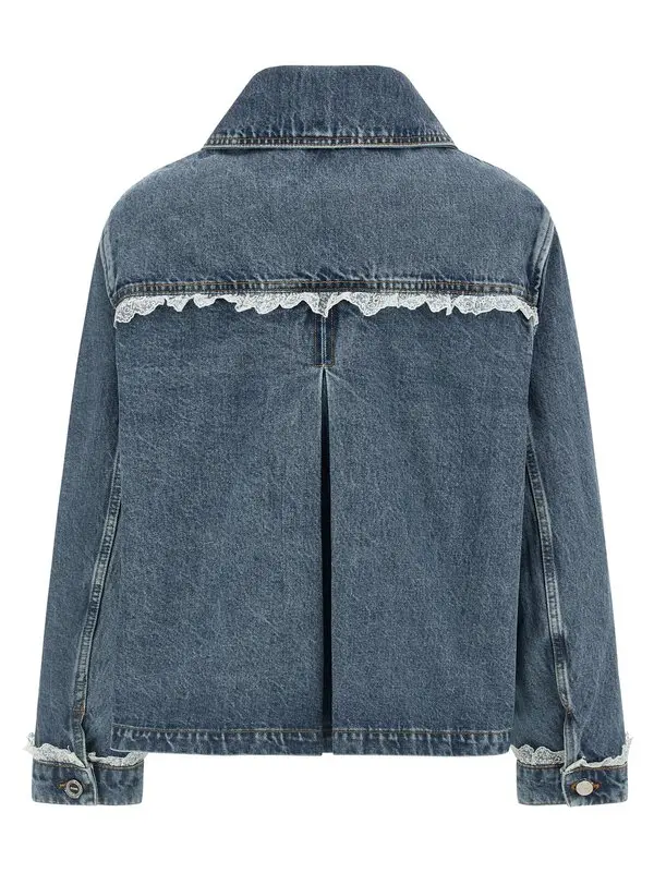 GANNI Denim Jacket With Lace Details - Blue