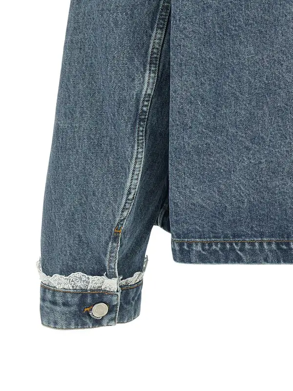 GANNI Denim Jacket With Lace Details - Blue