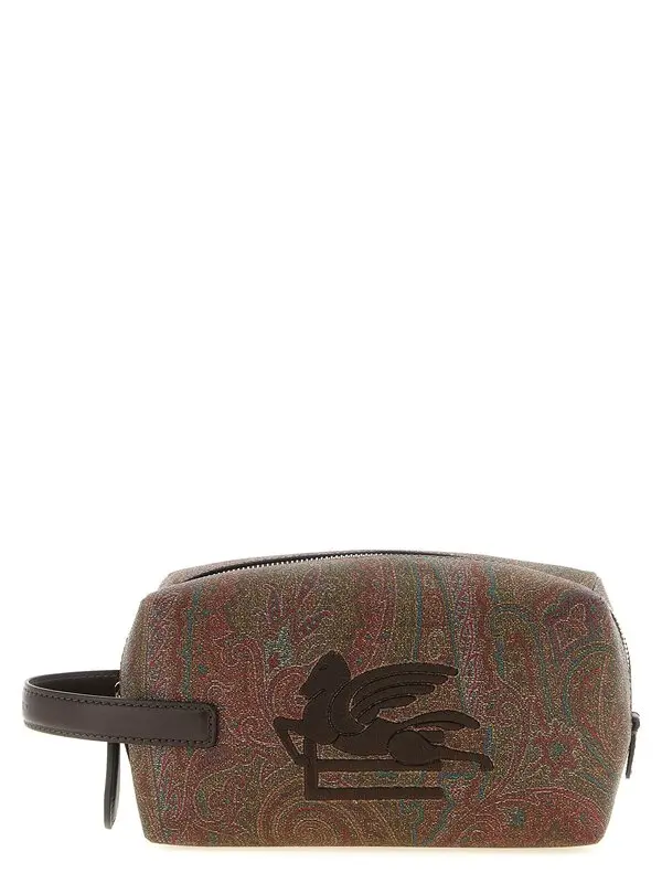 Etro Arnica Small Beauty Bag In Paisley Jacquard - Brown