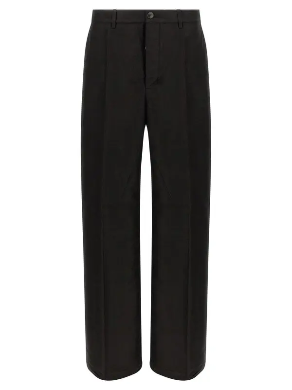Rick Owens Work Trousers In Ramie Blend - Black