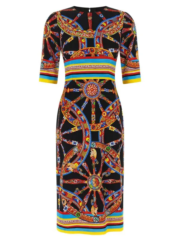 Dolce & Gabbana Carretto' Print Sheath Dress - Multicolor