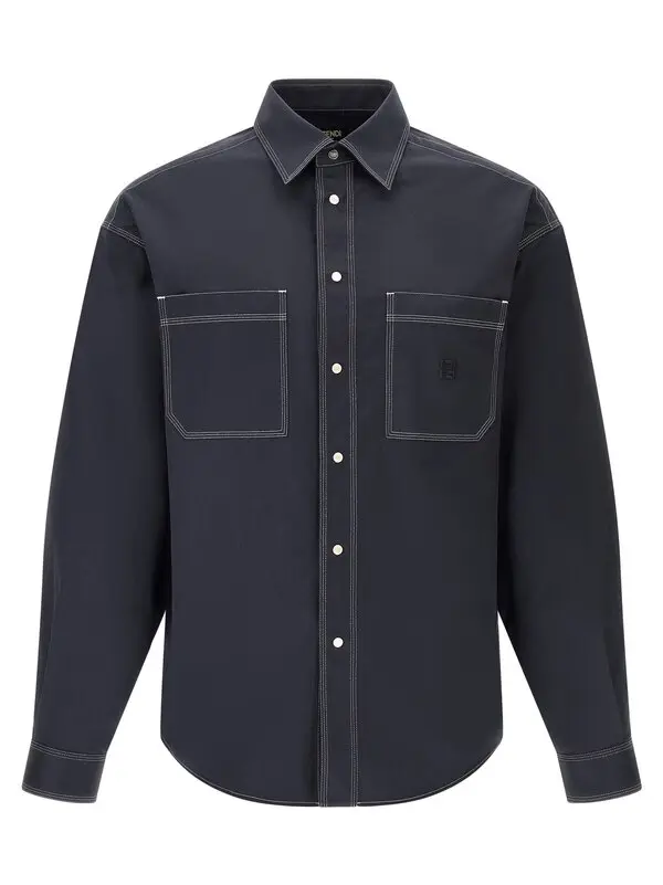Fendi Ff Selleria' Logo Shirt - Blue