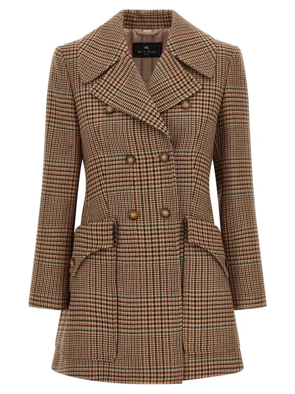 Etro Prince Of Wales Check Wool Coat - Brown