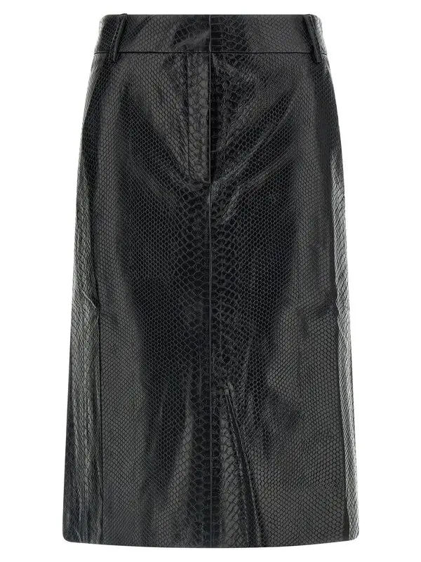 Andamane New Xania" Embossed Leather-effect Pencil Skirt - Black