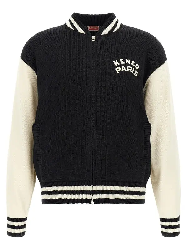 Kenzo Emblem Textured Cotton Knit Cardigan - Multicolor