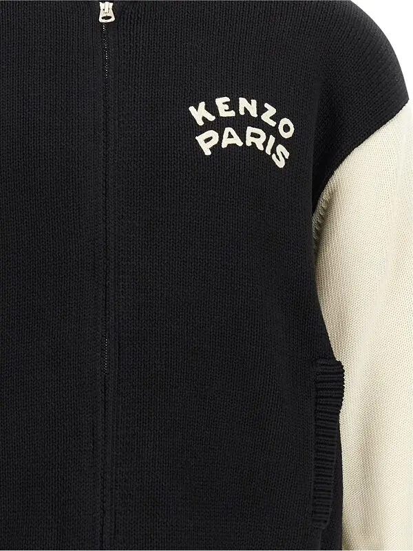 Kenzo Emblem Textured Cotton Knit Cardigan - Multicolor