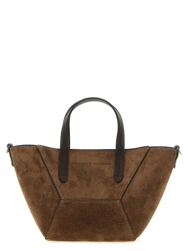 Brunello Cucinelli Bc Duo' Mini Handbag In Suede And Leather - Brown