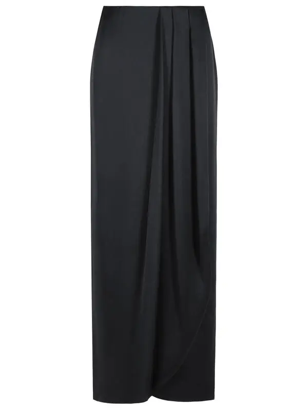 MAISON MARGIELA Silk Blend Midi Skirt - Black