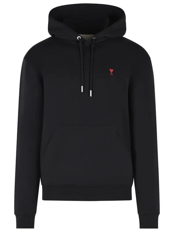 AMI Paris Cotton Sweatshirt With Embroidered Logo - Black
