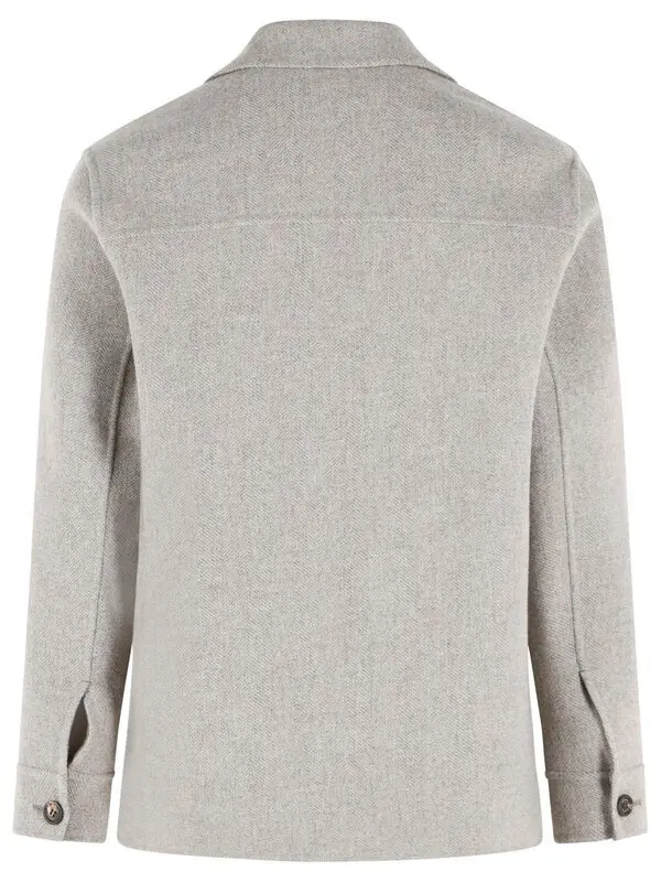 Eleventy And Beige Wool And Cashmere Overshirt - Green