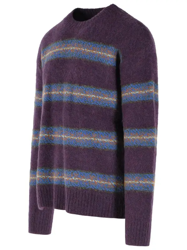 Dries Van Noten Beige Alpaca Blend Horizontal Stripe Sweater