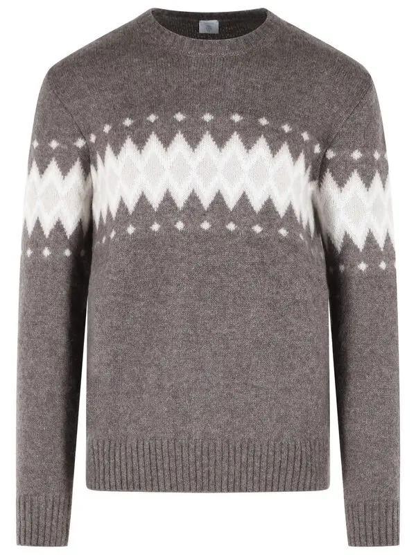 Eleventy Cashmere And Silk Blend Sweater With Ribbed Detailing - Brown