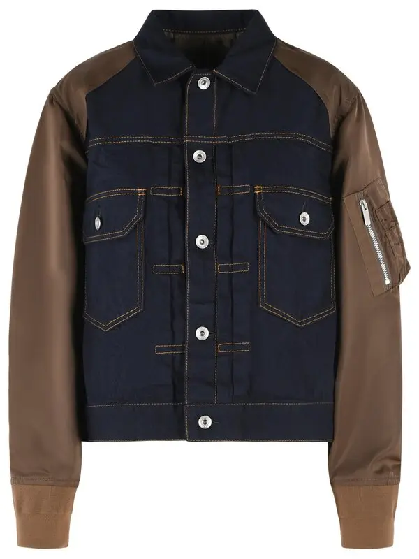 Sacai Paneled Jacket With Contrast Stitching - Blue