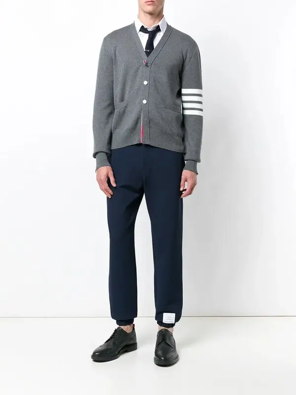Thom Browne 4-bar V-neck Cotton Cardigan