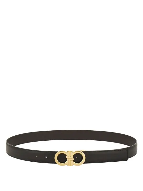 FERRAGAMO Grained Leather Reversible Gancini Belt