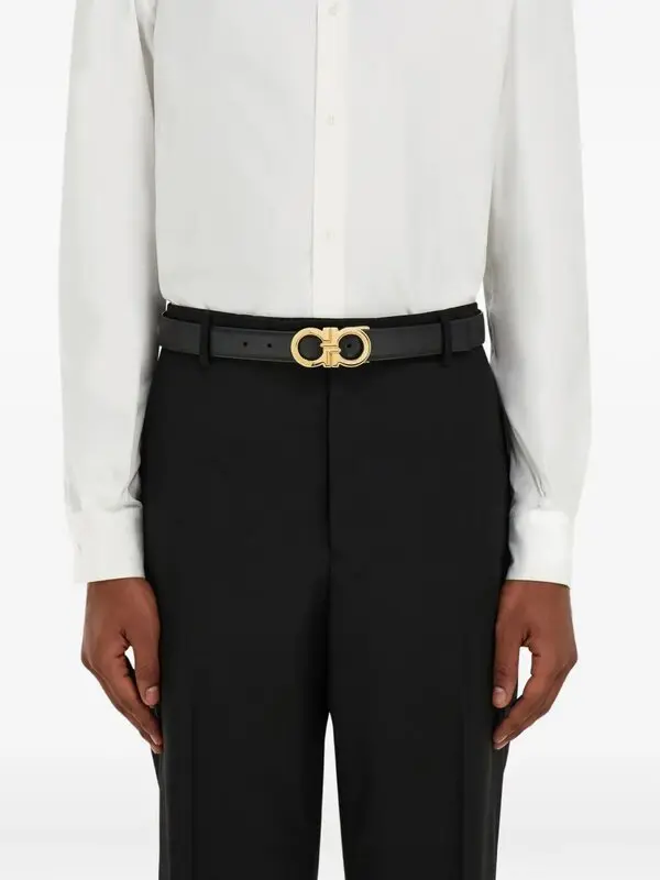 FERRAGAMO Grained Leather Reversible Gancini Belt