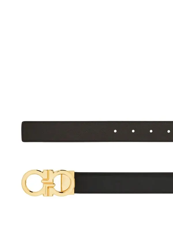 FERRAGAMO Grained Leather Reversible Gancini Belt
