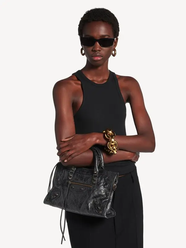 Balenciaga Le City Bag In Arena Leather - Black