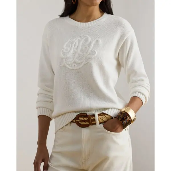 Ralph Lauren Embroidered-logo Combed Cotton Sweater