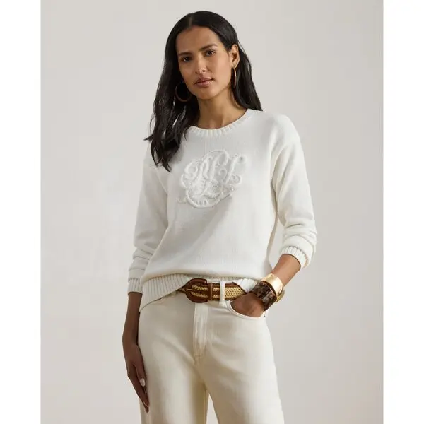 Ralph Lauren Embroidered-logo Combed Cotton Sweater