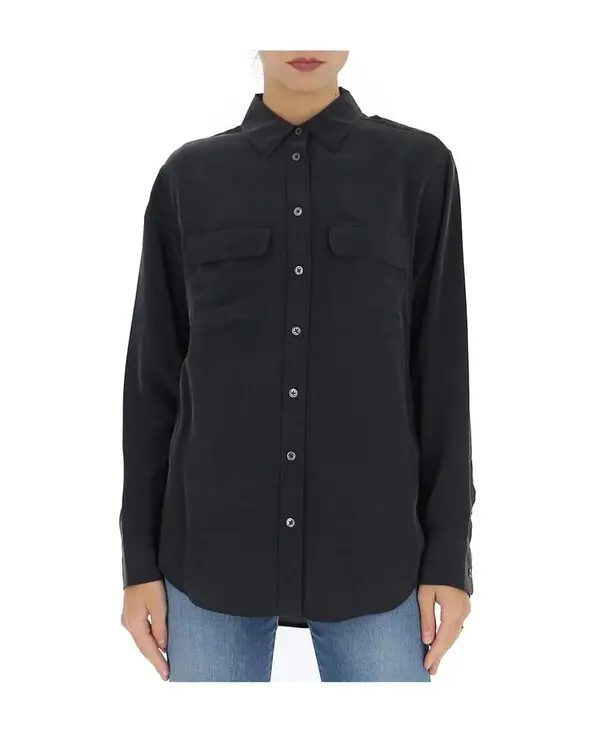 Equipment Classic Collar Long Sleeve Shirt With Brand Logo