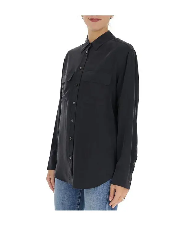 Equipment Classic Collar Long Sleeve Shirt With Brand Logo