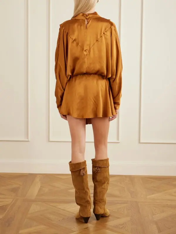 Isabel Marant Étoile Neline Satin Mini Dress - Brown