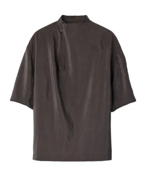 LEMAIRE Soft Collar Top In Dry Silk - Licorice