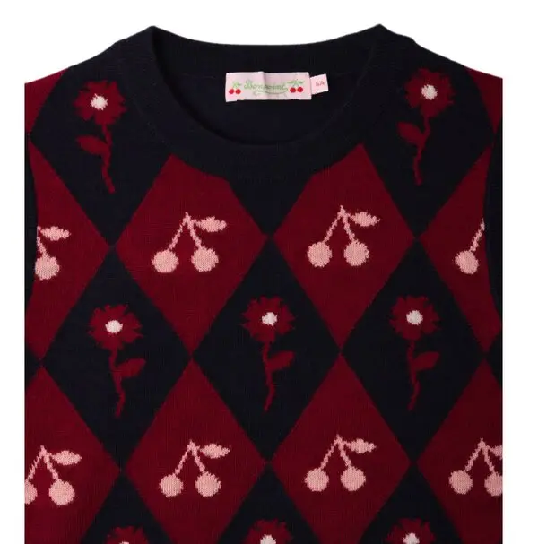 Bonpoint Argyle Cherry-intarsia Sweater Vest