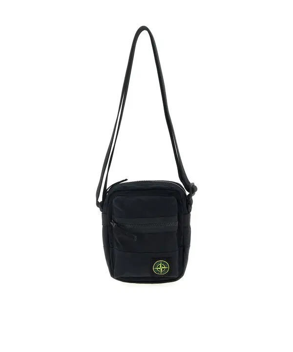 Stone Island Logo Badge Crossbody Bag - Black
