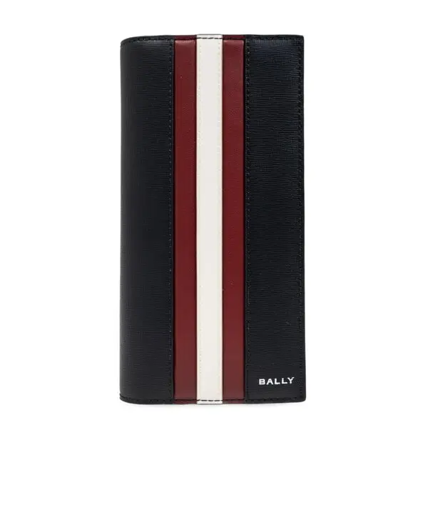 Bally Logo Plaque Striped Bi-fold Wallet - Black